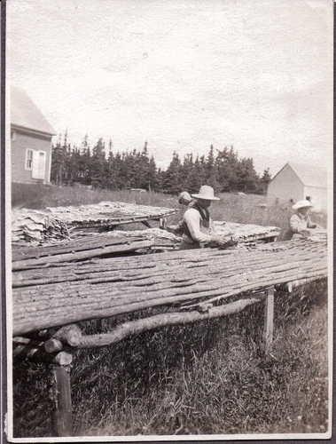 VINTAGE PHOTOGRAPH MEN'S FASHION DRYING FISH RACKS NOVA SCOTIA CANADA ...