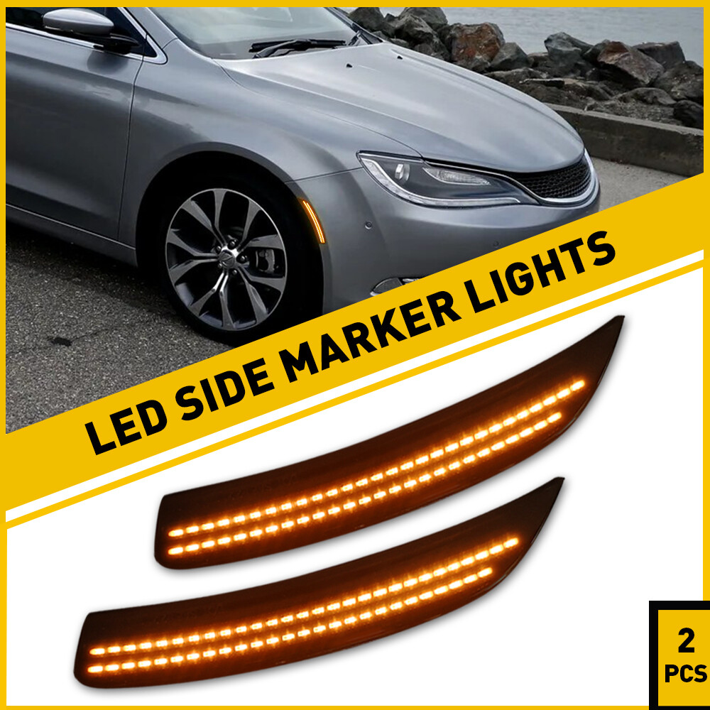 Fit 2015-17 Chrysler 200 Front Bumper Amber Led Side Marker Smoke ...