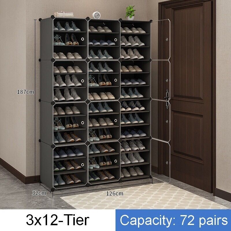 20 Cube Stackable Storage Organizer Shoes Clothes Shelf Sneakers Rack ...