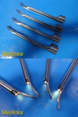 Lot of 4 Rusch Greenspec Miller 3 Fiber Optic Laryngoscope Blades ONLY ...