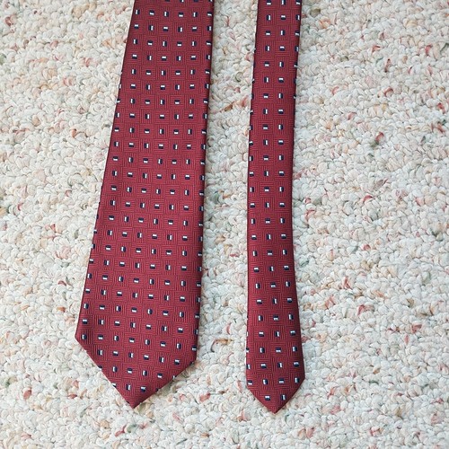 Brooks Brothers Necktie Teen Youth Stain Resistant Red Geometric Silk 3 ...