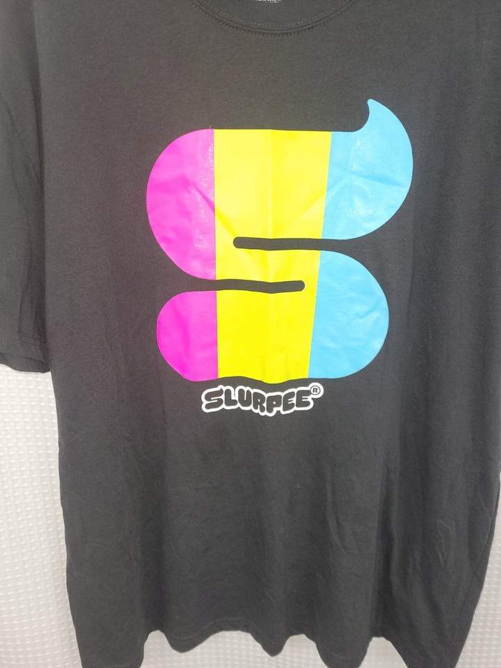 7 Eleven Black Slurpee T-Shirt NWOT Size XL Pink, Yellow, Blue S | eBay