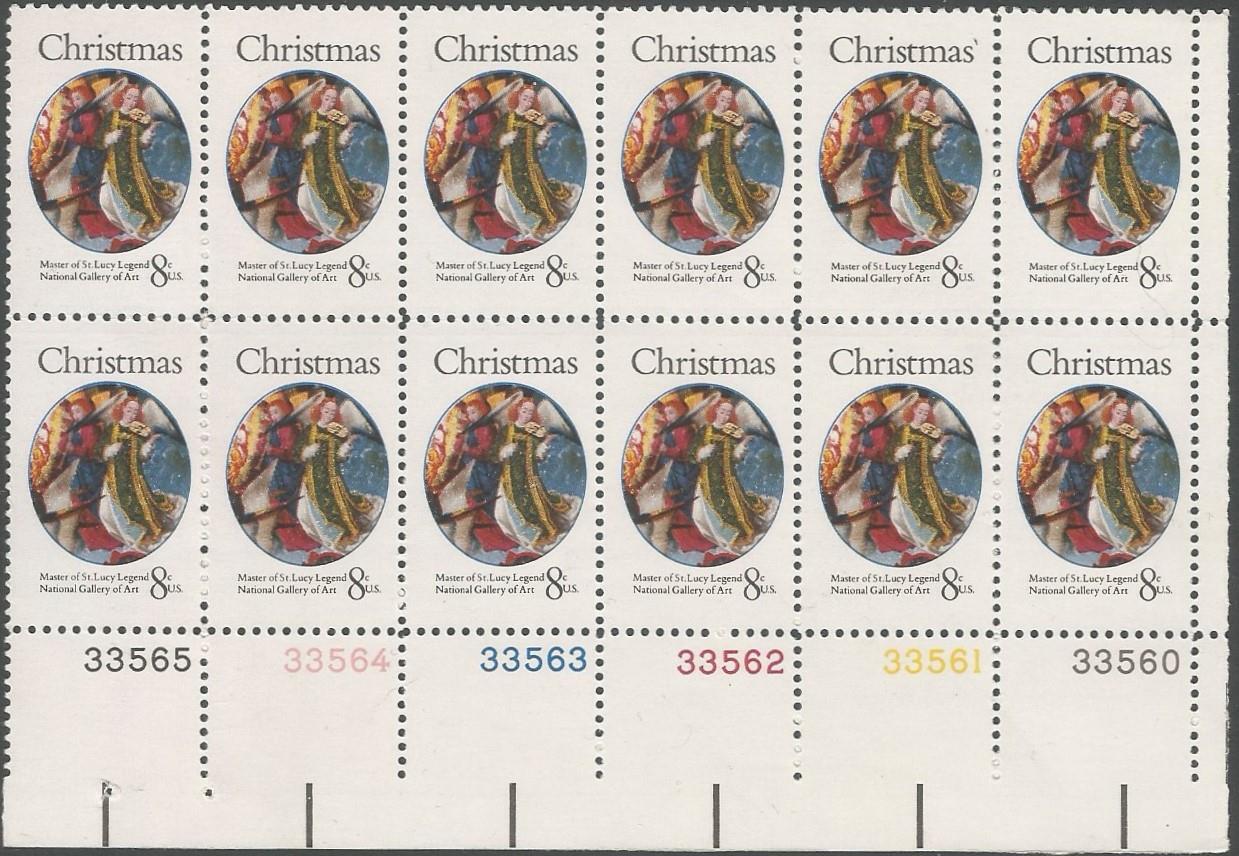 Plate Block of 12 stamps - Scott 1471 - 8 cent - Christmas - 1972 - MNH ...