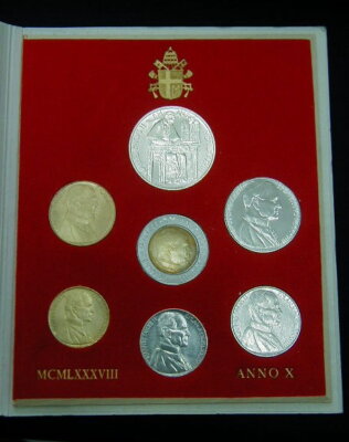 1988 Vatican (Italy) complete set coins UNC silver John Paul II in ...