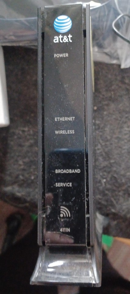 AT&T 4111N 4 Port 10/100 Wireless Router With Ethernet cord only. no ...