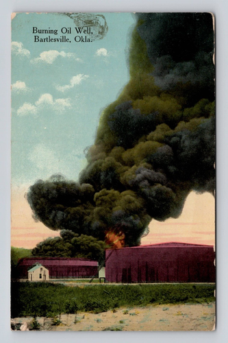 Postcard Burning Oil Well Bartlesville Oklahoma Oil Well Fire | eBay