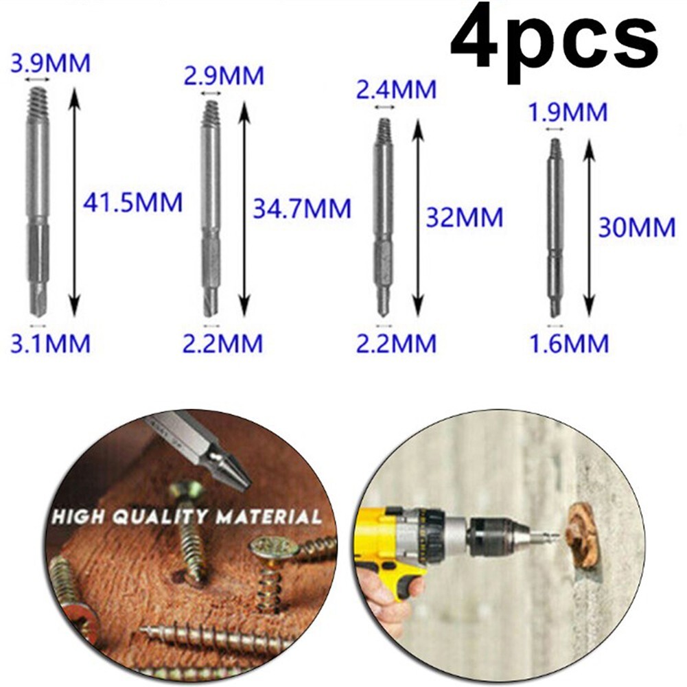 Mini Screw Extractor Set for Damaged Bolt Remover 4PCS Easy Out Drill ...