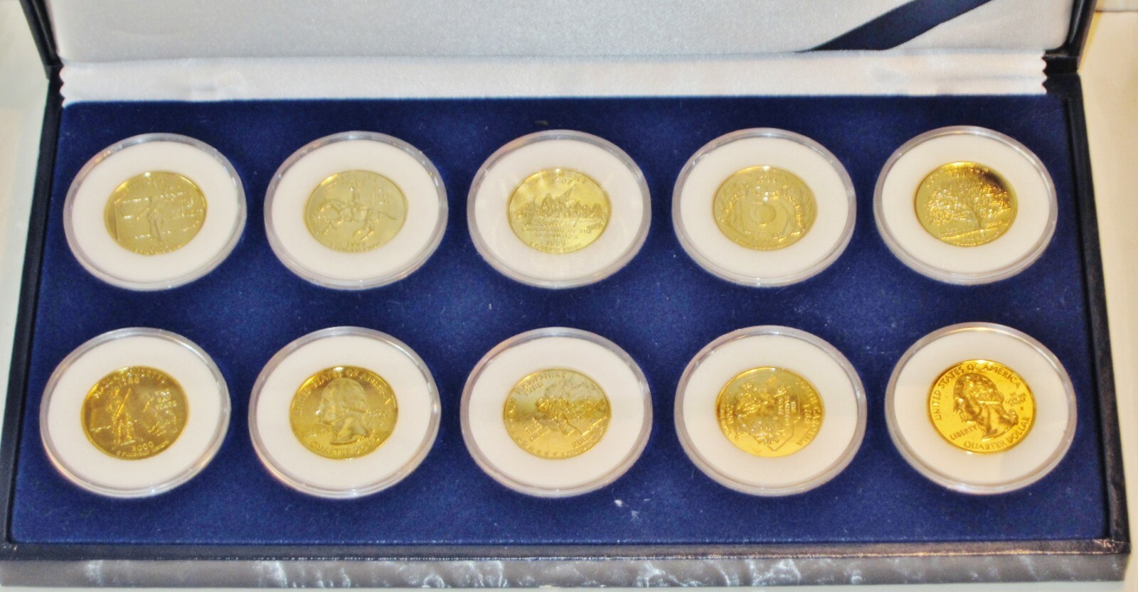 Ten Statehood Quarter Dollars 24 Karat Gold Plated Edition 1999-2000 ...