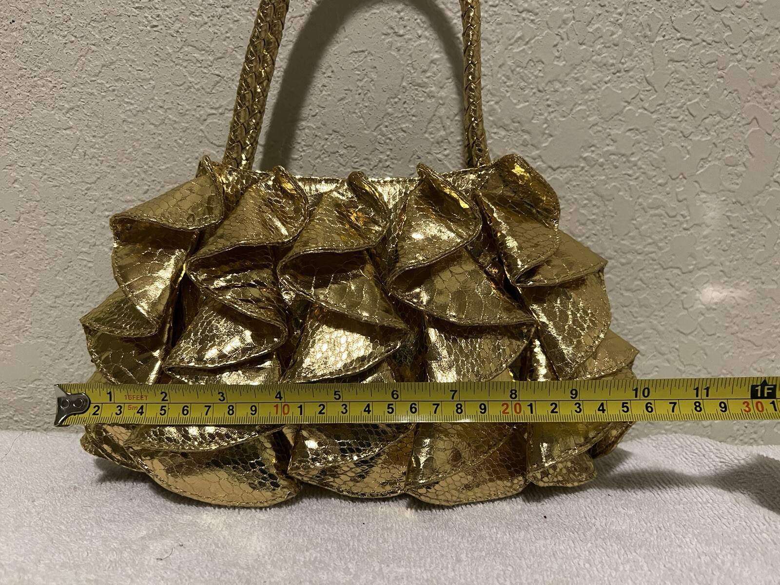 Sondra Roberts Metallic Gold Tiered Ruffle shoulder B… - Gem