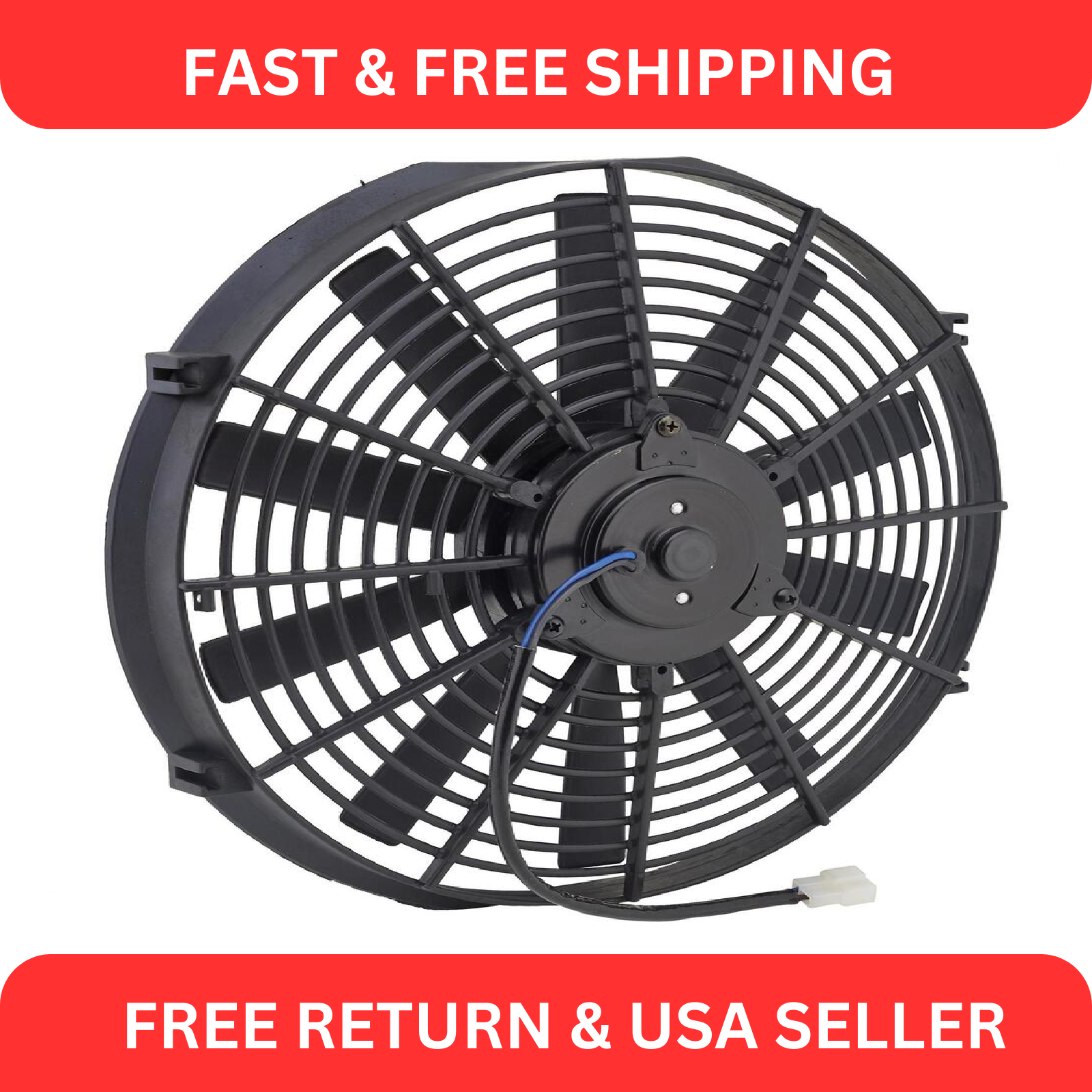 6 Volt 6v Electric Radiator Cooling Fan-16 Inch Dia. Push/Pull-10 Blade ...