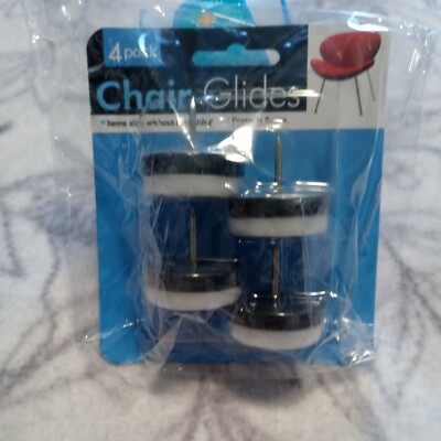 4pc 1" Plastic Round Chair Glides + 3/4" Nails Furniture Floor ...