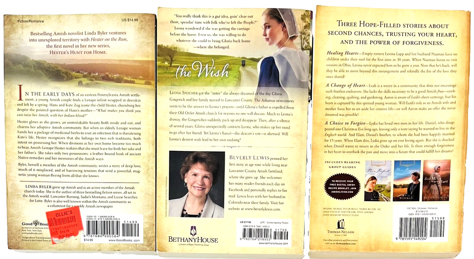 Lot of 3 Amish Romance Novels Lewis Blyer Wiseman 3 in 1 Trade ...