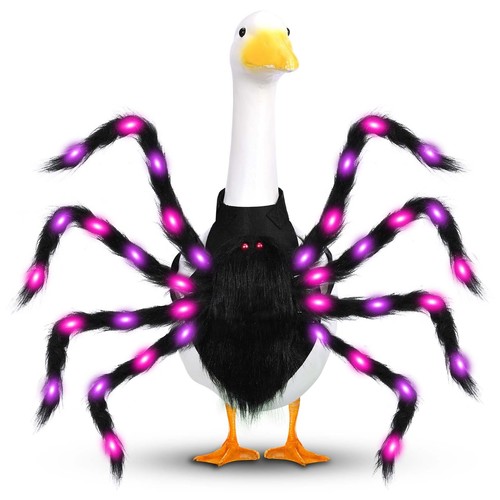 Spider Porch Goose Outfits Halloween 23" Cement Goose LED Outfit Yard ...