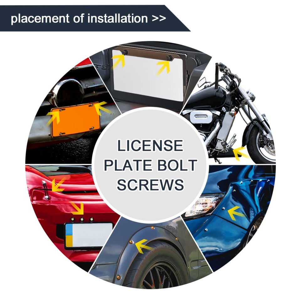 4 Pcs Car Motorbike Blue Round Cap Hex Nut License Plate Bolts Screws ...