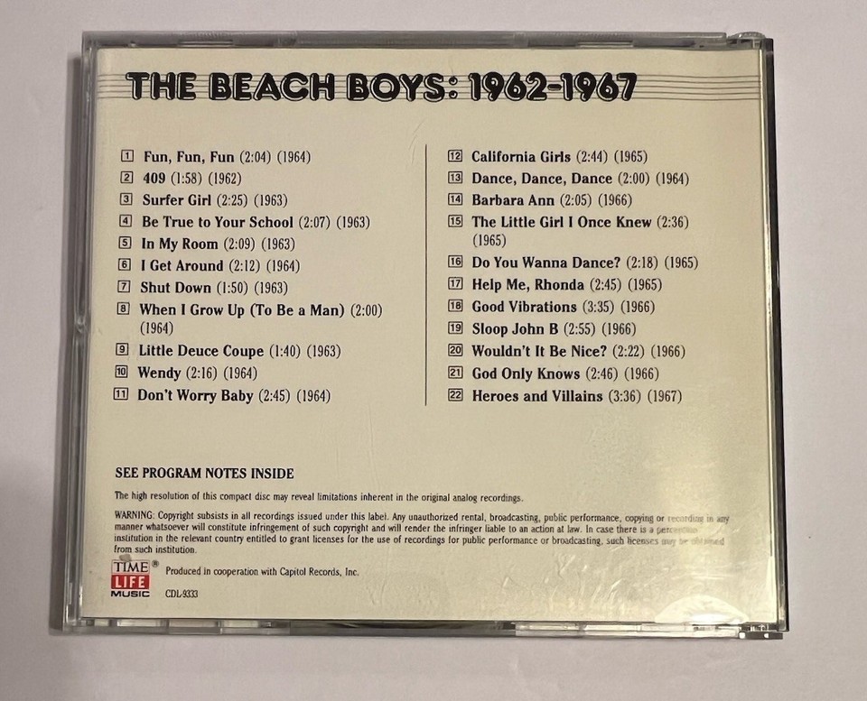 The Beach Boys: 1962-1967 (CD-Time Life Music 2RNR-03 / CDL-9333) Like ...