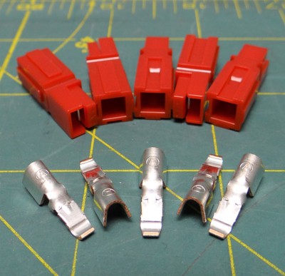 5pk. Powerpole Connectors w/Pins PP45 RED #10-14 AWG 45A 10/14 AWG CONT ...