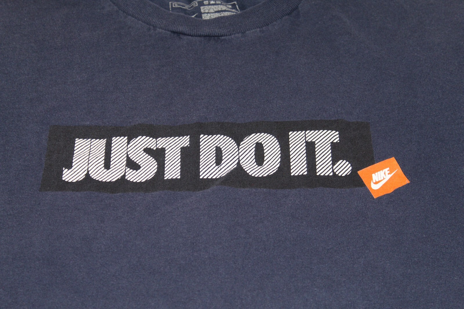 VTG Nike Just Do It JDI Box Logo Navy Blue Spellout T… - Gem