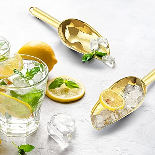 2 Pack 3oz Stainless Steel Mini Ice Scoops Set for Ice Cube Flour Sugar ...