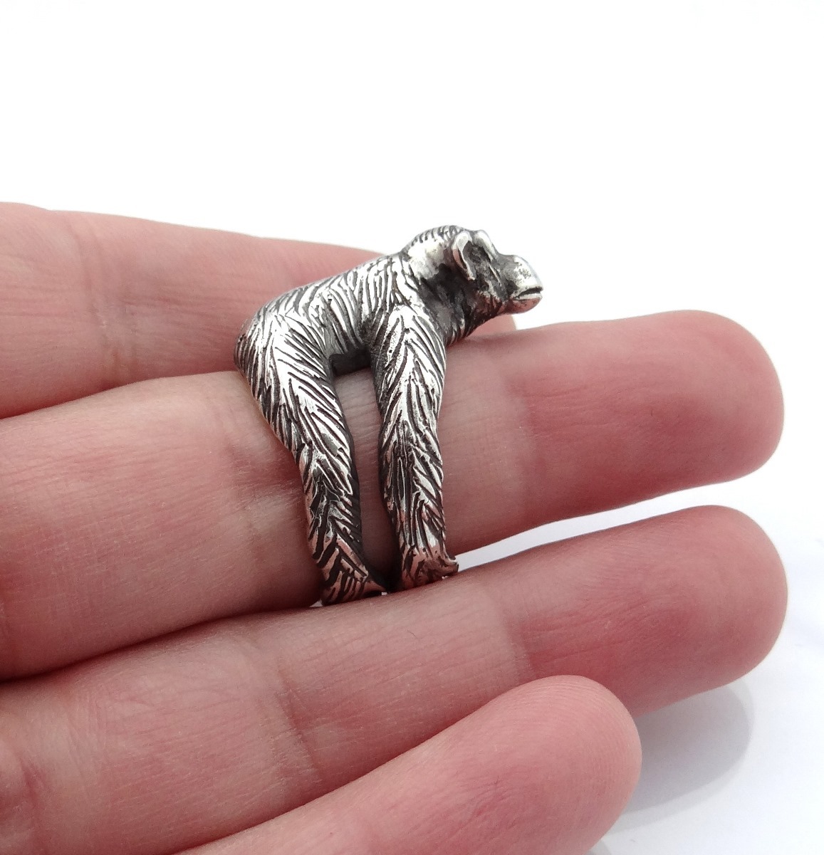 Monkey Ring, Chimpanzee Ring, Ape Ring, 925 Sterling Silver, Silver ...