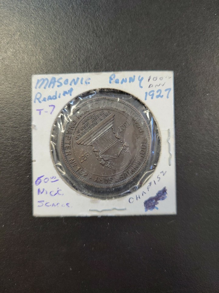 Vintage 100th Anniversary 1927 Masonic Token Penny Reading Royal Arch ...