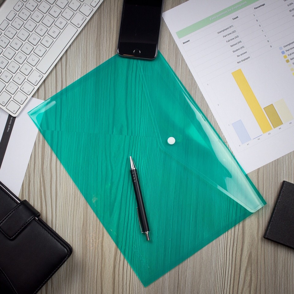 5-20PCS A4 Plastic Wallets Document Wallet Files Folders Filing School ...