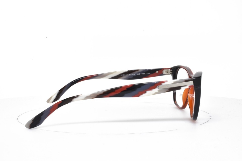 PRADA EYEGLASSES Matte RED BLACK BROWN GREY STRIPE frame 04T 52-16-140 ...
