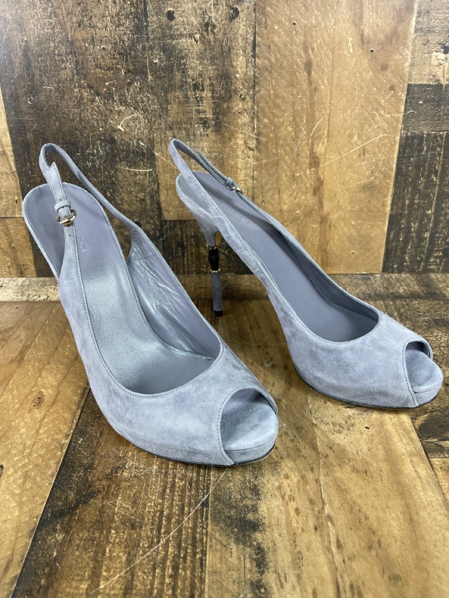 GUCCI SUEDE PERIWINKLE BLUE HEELS SIZE 41 / 11 US NEW IN BOX (162749-4 ...