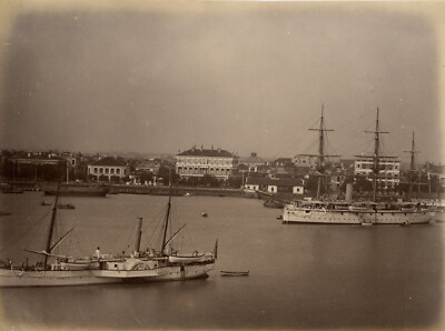 CHINA ALBUMEN PHOTOGRAPH 1880'S SHANGHAI HARBOR AND SHIPS | eBay