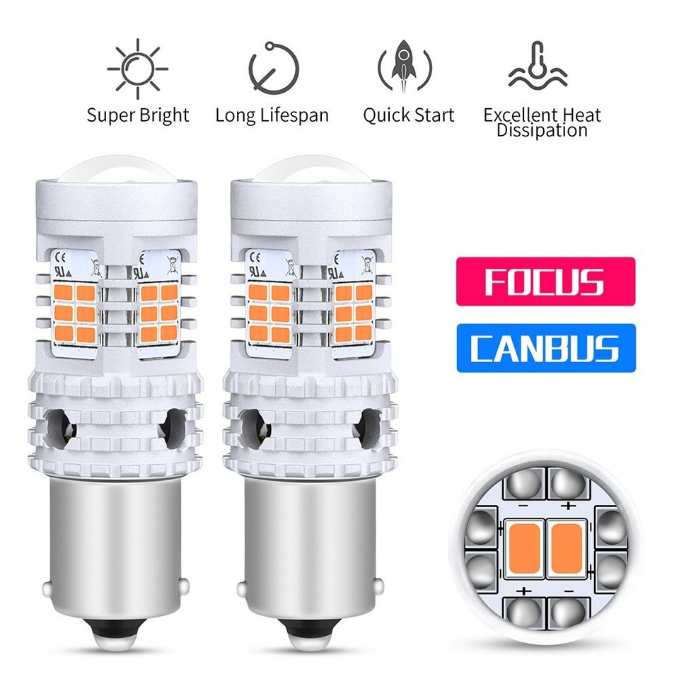 BAU15S 7507 LED Turn Signal Light Amber Canbus No Hyper Flash Error ...