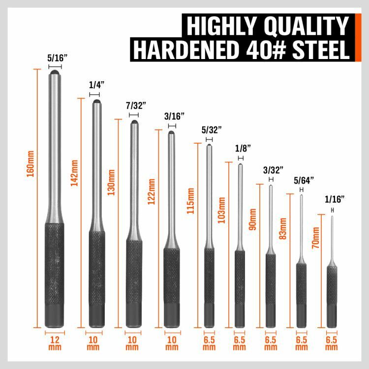 9Pcs Roll Pin Punch Set Gunsmithing Kit Removing Repair Tool with ...