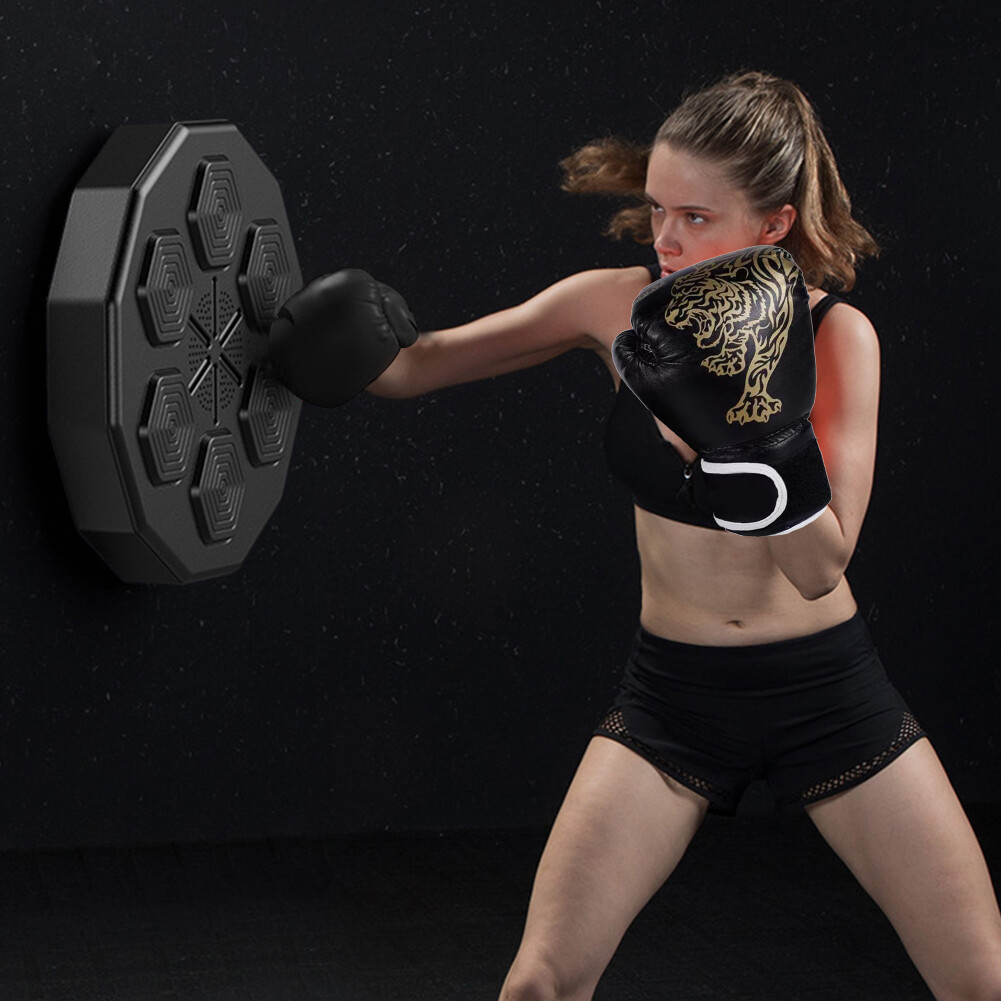 Wall Mounted Music Boxing Machine LED Lighted Punching Pad(Black ...