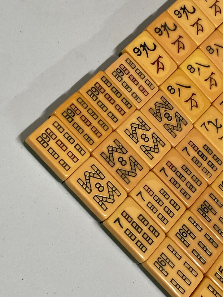 Green 2-tone bakelite Majong MAH JONG tile set ready for 8 joker play 4 ...