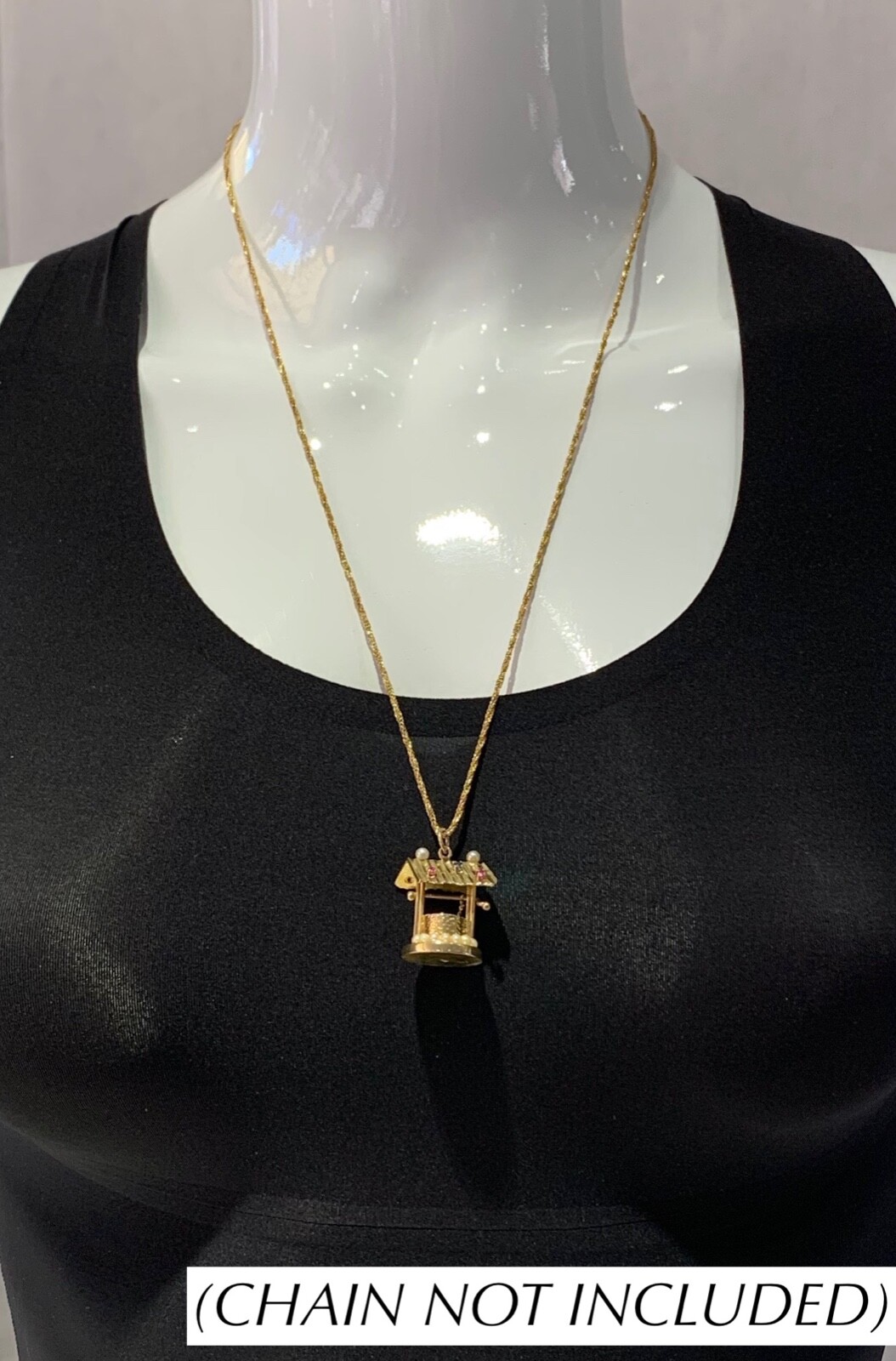 Large Vintage 14K Gold Articulated Wishing Well Pendant/Charm w Pearls ...