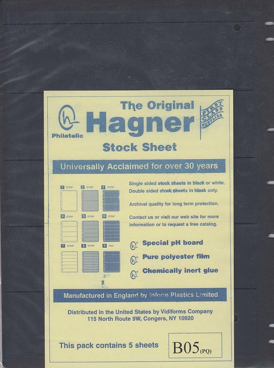 Stamp Album Stock Sheets Single Side Pages 5 Row Pack of 5 Black ...