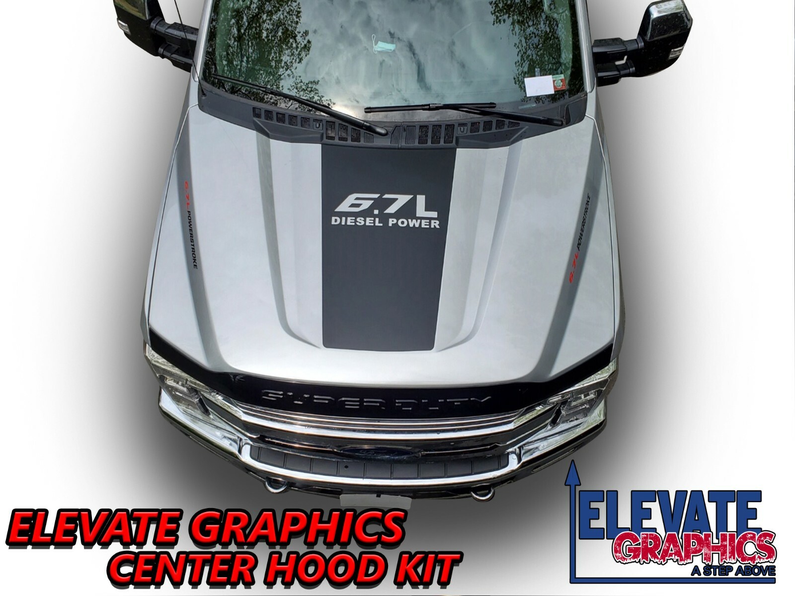 Fits Ford F350 And F250 Center Hood Graphics 3M Vinyl Stripes Decals ...
