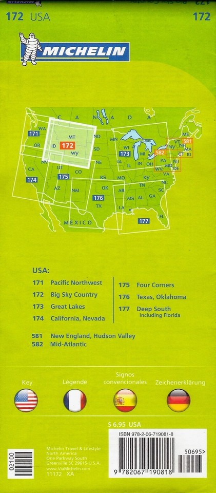 Michelin Map USA: Big Sky Country, Michelin Map #172 2067190814| eBay