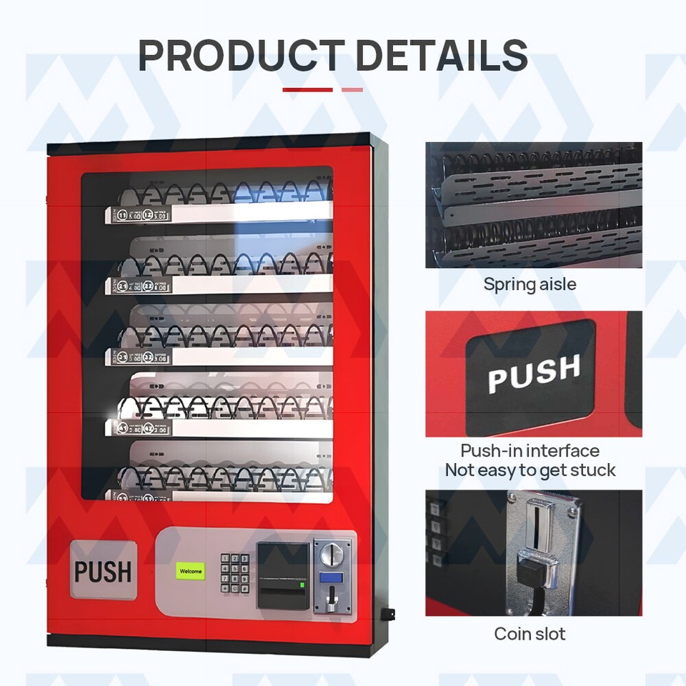 5 Slot Snack Vending Machine for Snack Money Making Wall Coins+bill ...