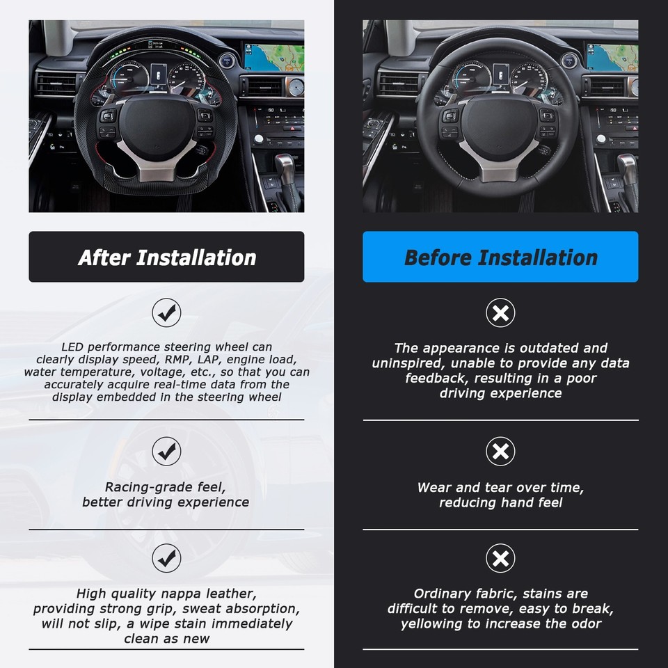 For LEXUS CT IS NX RC ISF GSF 2013-2023: Real Carbon Fiber LED Steering ...