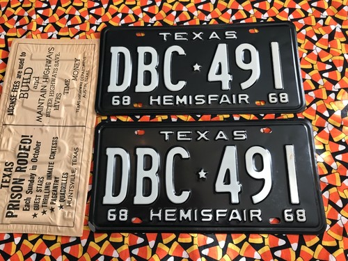 1968 TEXAS PASSENGER LICENSE PLATES DBC491 | eBay