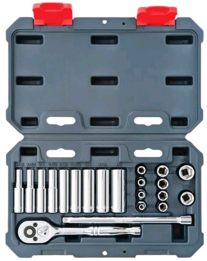 Crescent 26 Pc Ratchet Socket Set, 1/4" Drive, SAE, Deep & Standard ...