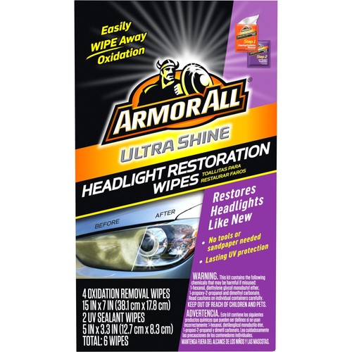 Armor All Ultra Shine Headlight Restoration Wipes 6 Count UV Protection ...