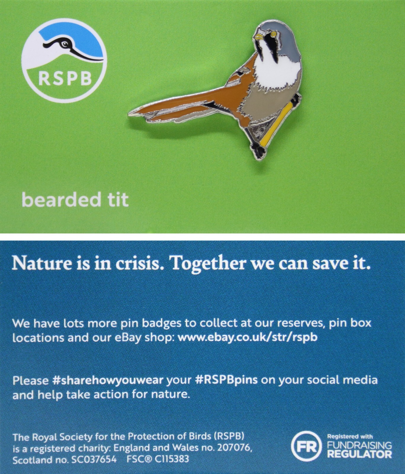 RSPB Pin Badge Bearded Tit NIIC P03108 | eBay