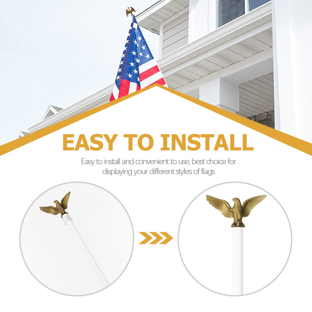 2 Count Golden Flagpole Eagle Head Yard Topper Garden Decorations ...
