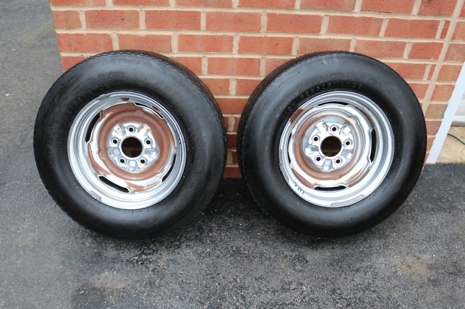 VINTAGE 14x6 Chrome Reverse Wheels 5x4.75 BC | NOS | Dayton E70-14 ...