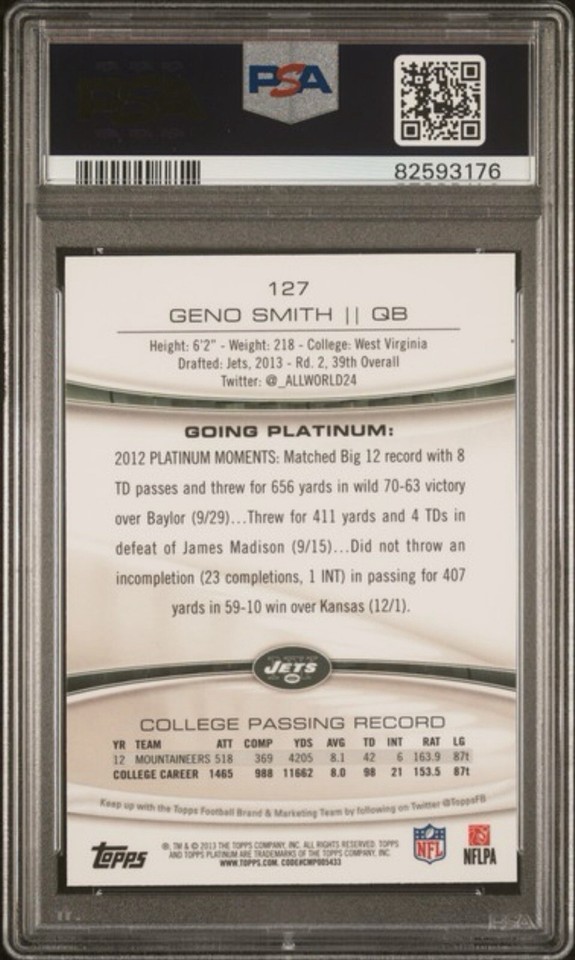 2013 TOPPS PLATINUM #127 GENO SMITH RC PSA 10 | eBay