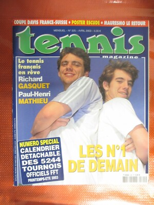 Revue TENNIS magazine - avril 2003 - n°325 - GASQUET - MATHIEU | eBay