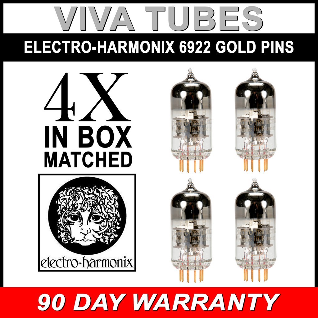 Brand New Electro-Harmonix 6922 E88CC GOLD PINS Matched Quad (4) Vacuum ...