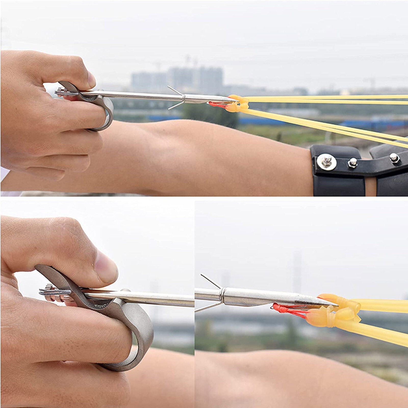 Steel Hunting Tool Fishing Slingshot Shooting Catapult Arrows Darts ...