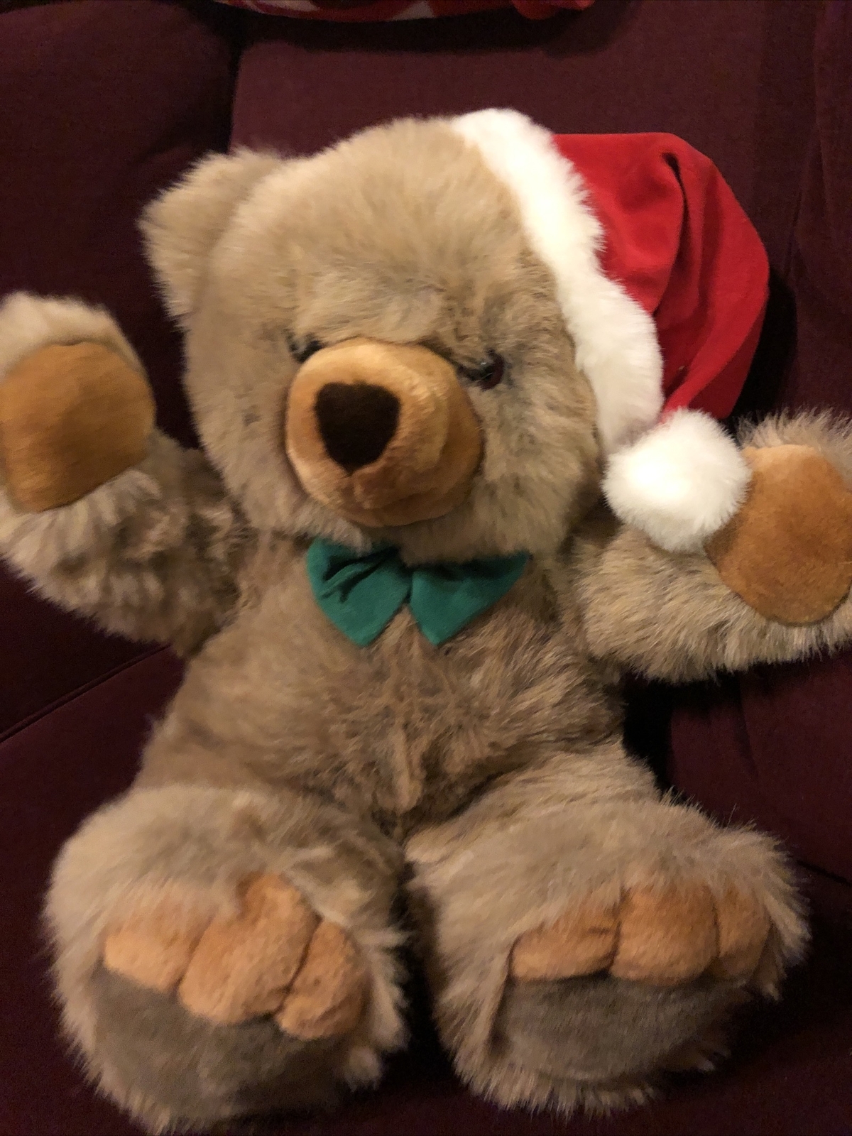 Children’s Unisex JCP Large, Soft Brown Christmas Bear W/Red & White ...