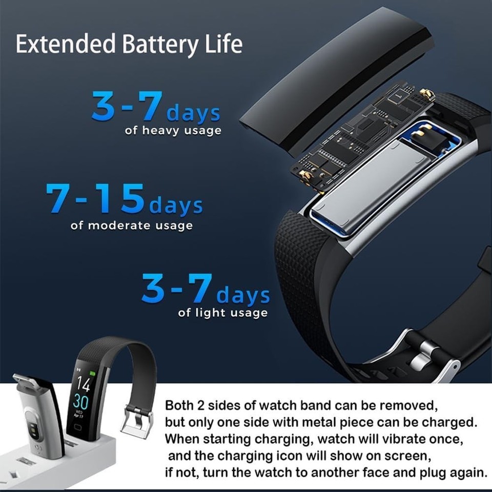 Fitness Tracker with Heart Rate Monitor/Step Counter/Calories, Activity ...